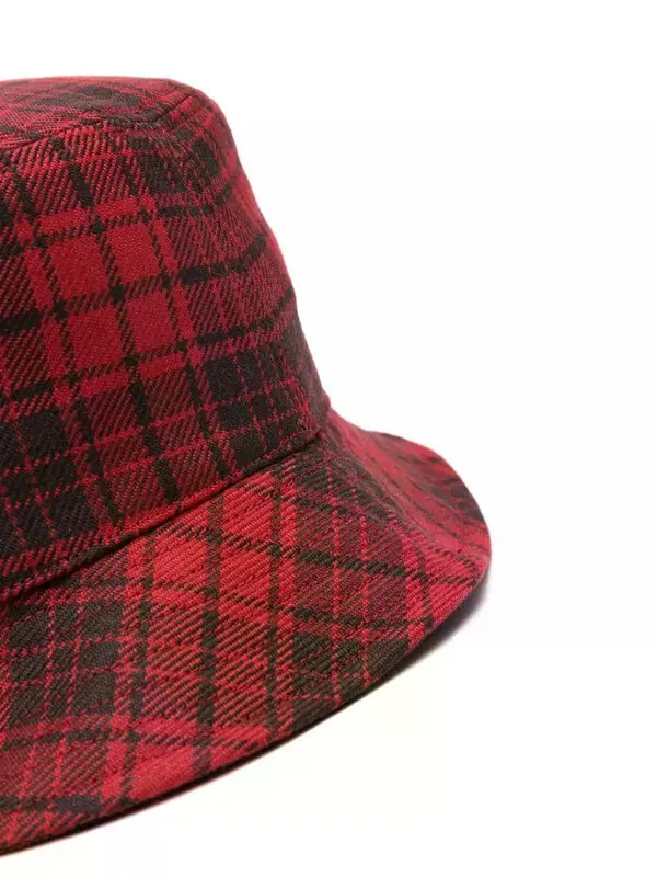 Maison Kitsuné Logo-embroidered Checked Bucket Hat