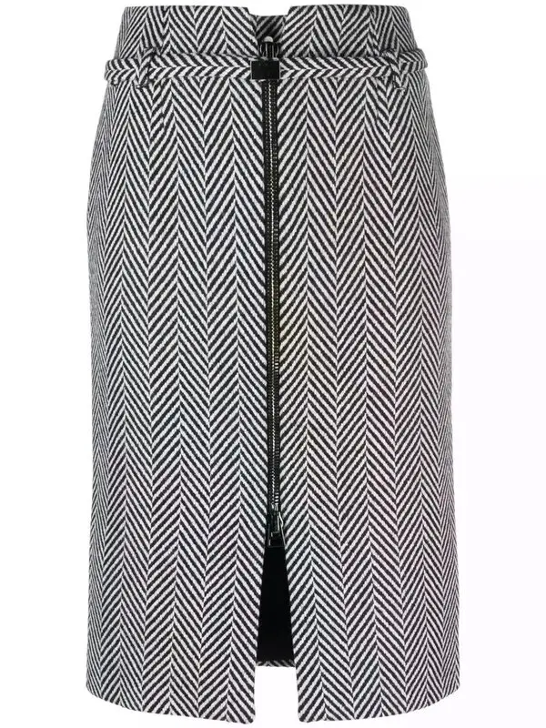 TOM FORD Chevron-pattern Midi Pencil Skirt