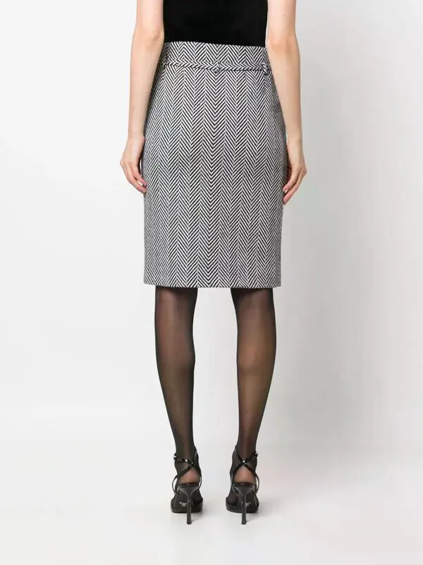 TOM FORD Chevron-pattern Midi Pencil Skirt