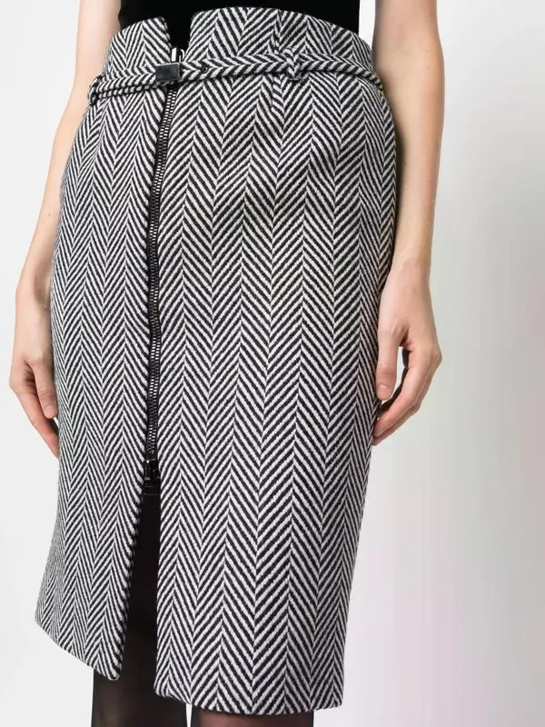 TOM FORD Chevron-pattern Midi Pencil Skirt