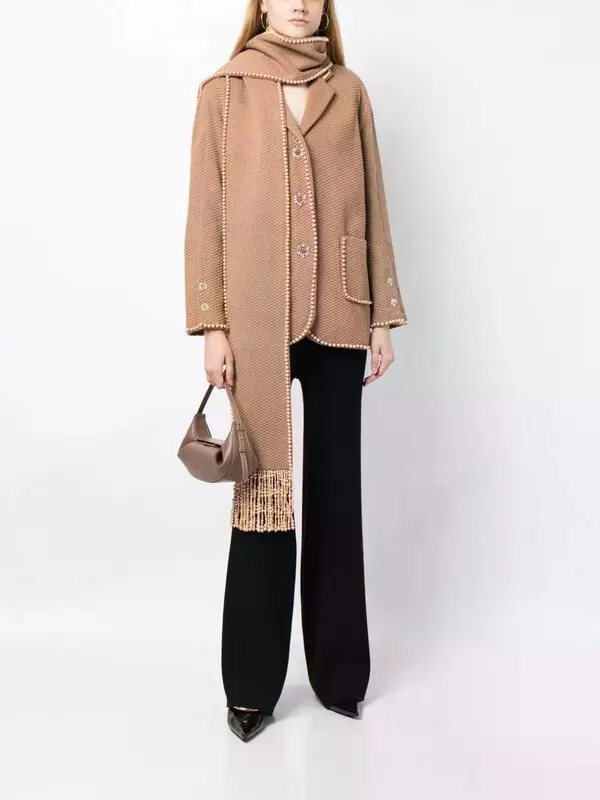 IZAAK AZANEI Pearl-fringe Single-breasted Jacket