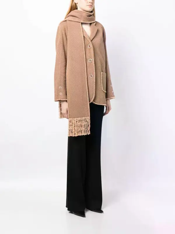 IZAAK AZANEI Pearl-fringe Single-breasted Jacket