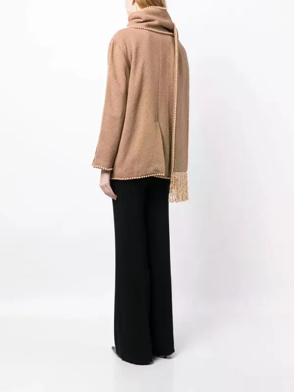 IZAAK AZANEI Pearl-fringe Single-breasted Jacket