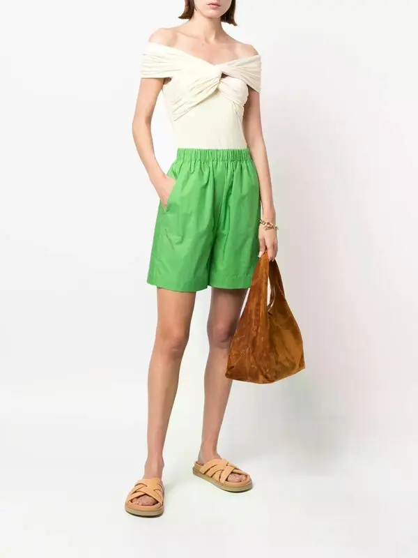 Nanushka Elasticated-waistband Cotton Shorts - Green