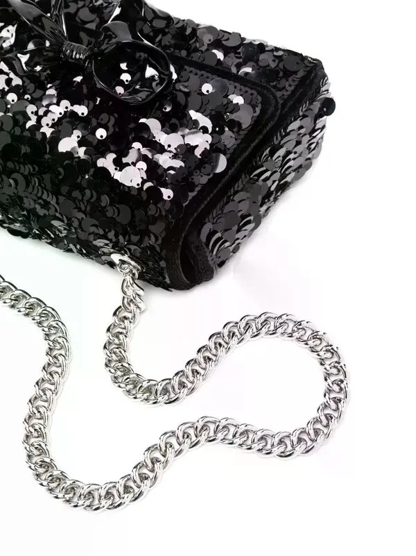 SELF-PORTRAIT Mini Bow Sequin-embellished Bag