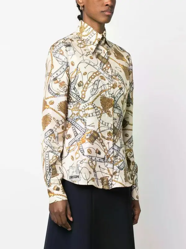 Moschino Bridle-print Silk Shirt