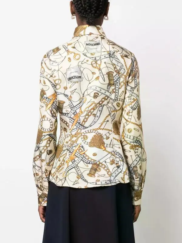 Moschino Bridle-print Silk Shirt