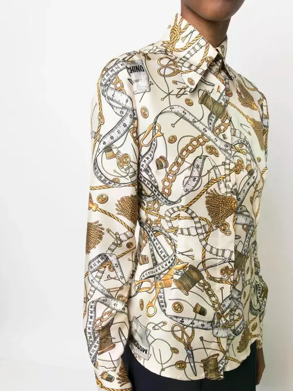 Moschino Bridle-print Silk Shirt