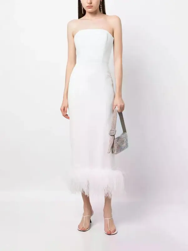 16Arlington Minelli Feather-trim Midi Dress