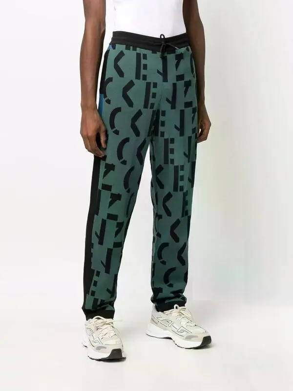 Kenzo Logo-knit Straight-leg Joggers - Green