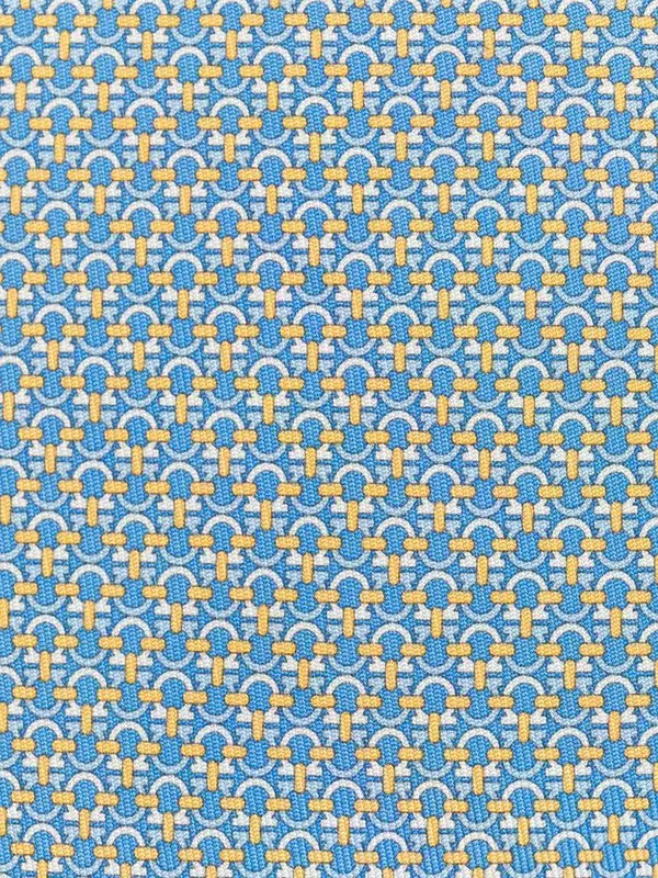 FERRAGAMO Gancini Pattern Neck Tie - Blue