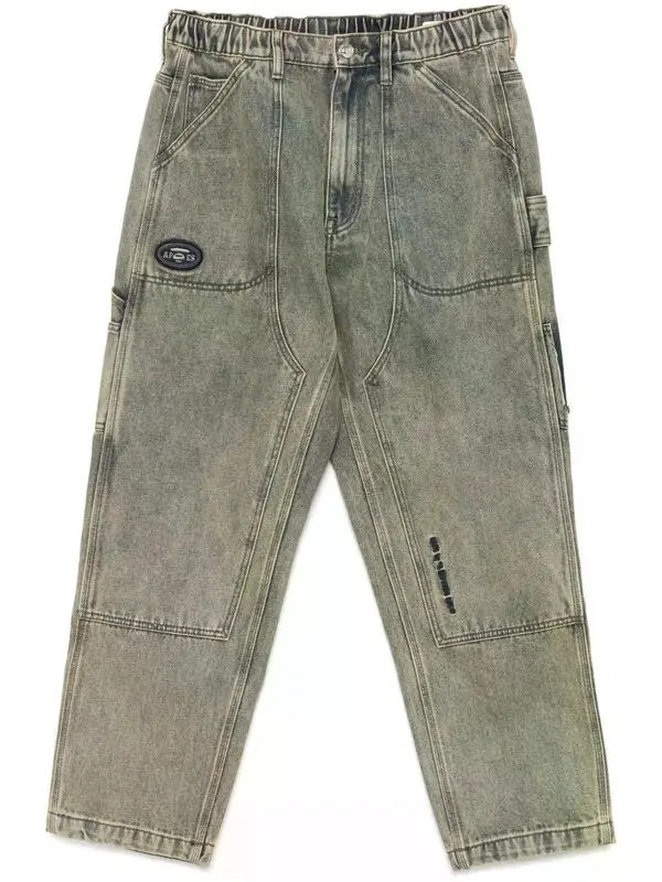 AAPE BY *A BATHING APE Moonface-logo Washed Jeans