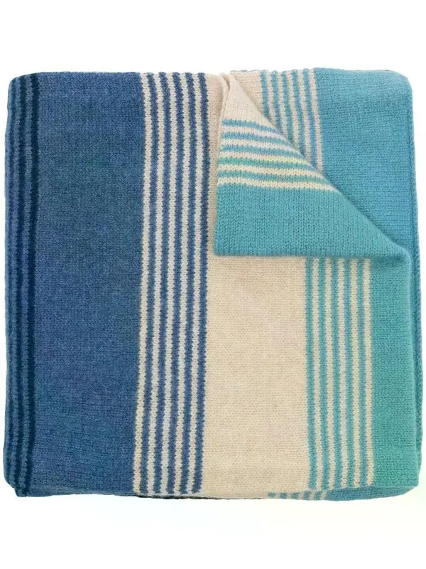 Pringle Of Scotland Striped Lambswool Scarf - Blue