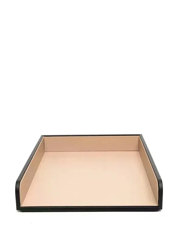 Smythson Logo-engraved Leather Tray - Black