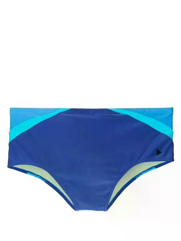 AMIR SLAMA Logo-appliqué Striped Swim Shorts - Blue