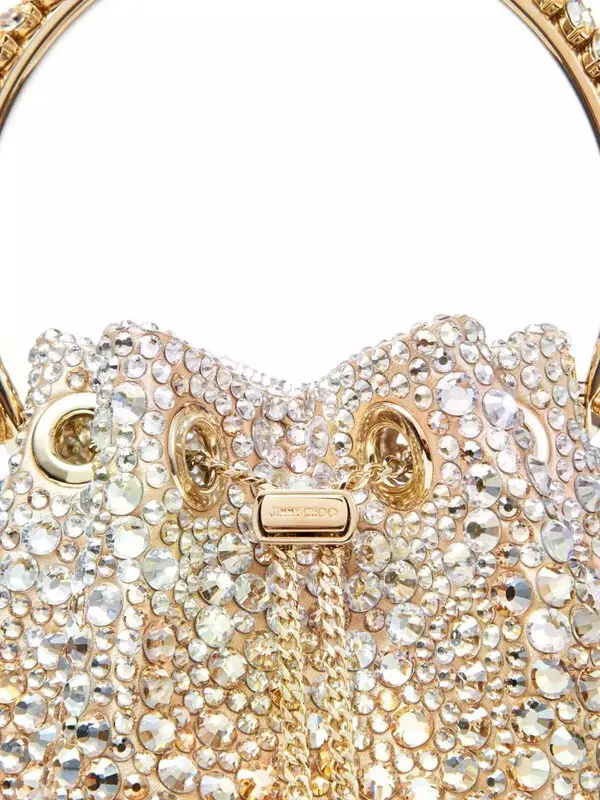 JIMMY CHOO Bon Bon Crystal-embellished Bucket Bag - Gold