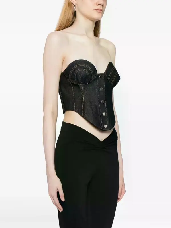 ALEKSANDRE AKHALKATSISHVILI Contrast-stitching Denim Corset