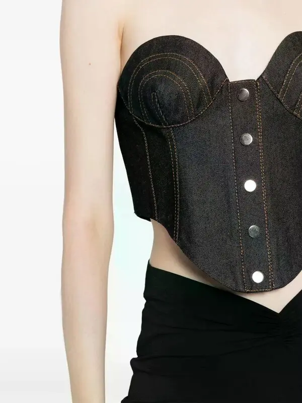 ALEKSANDRE AKHALKATSISHVILI Contrast-stitching Denim Corset