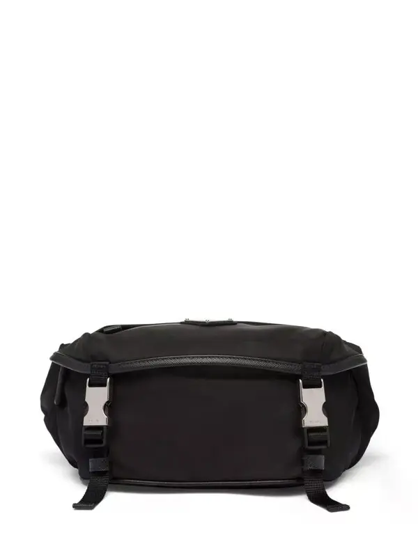 Prada Re-nylon Shoulder Bag With Saffiano Leather Accents - Black