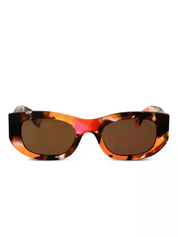 Gucci Tortoiseshell-effect Rectangle-frame Sunglasses - Brown