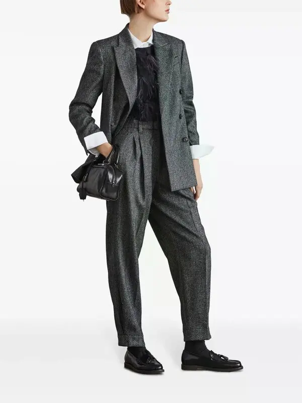 Brunello Cucinelli Double-breasted Herringbone Blazer - Grey