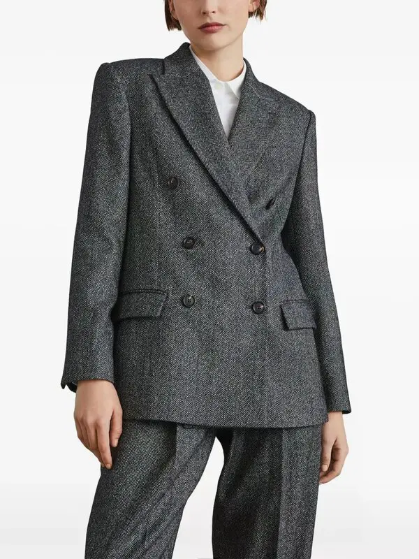Brunello Cucinelli Double-breasted Herringbone Blazer - Grey
