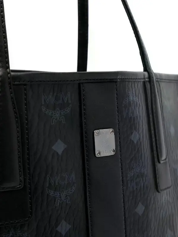 Mcm Liz Tote Bag With Monogram Pattern - Black