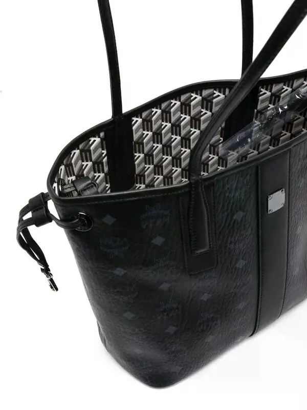 Mcm Liz Tote Bag With Monogram Pattern - Black
