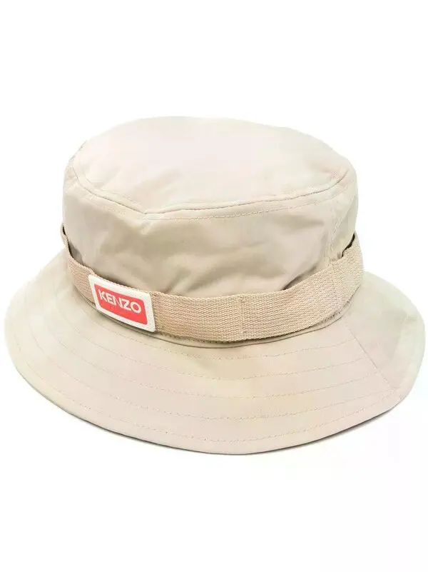 Kenzo Side Logo-patch Detail Bucket Hat - Neutrals