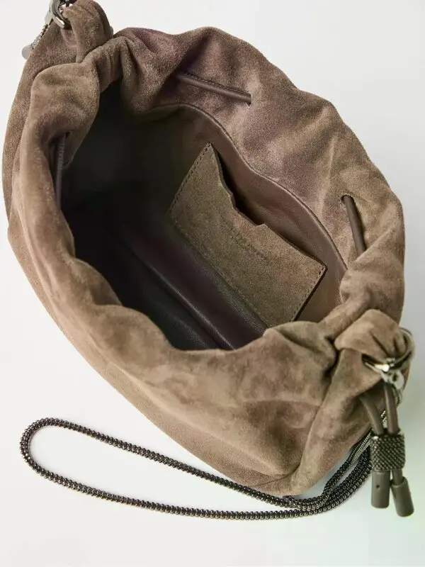 Brunello Cucinelli Suede Shoulder Bag - Brown