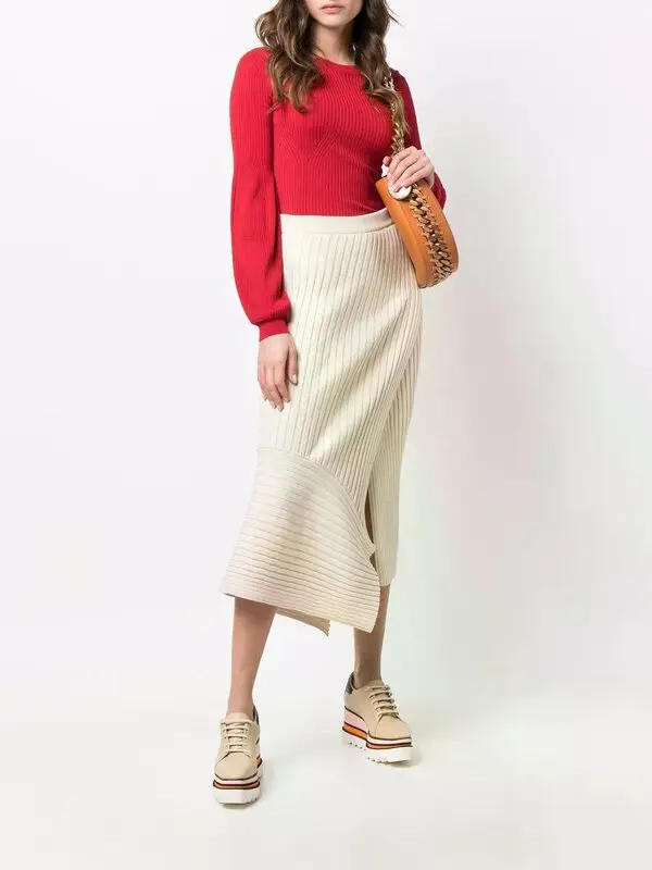 Stella McCartney Asymmetric Ribbed-knit Wrap Skirt