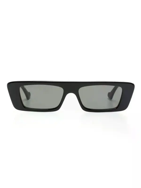 Gucci Logo-print Rectangle-frame Sunglasses - Black