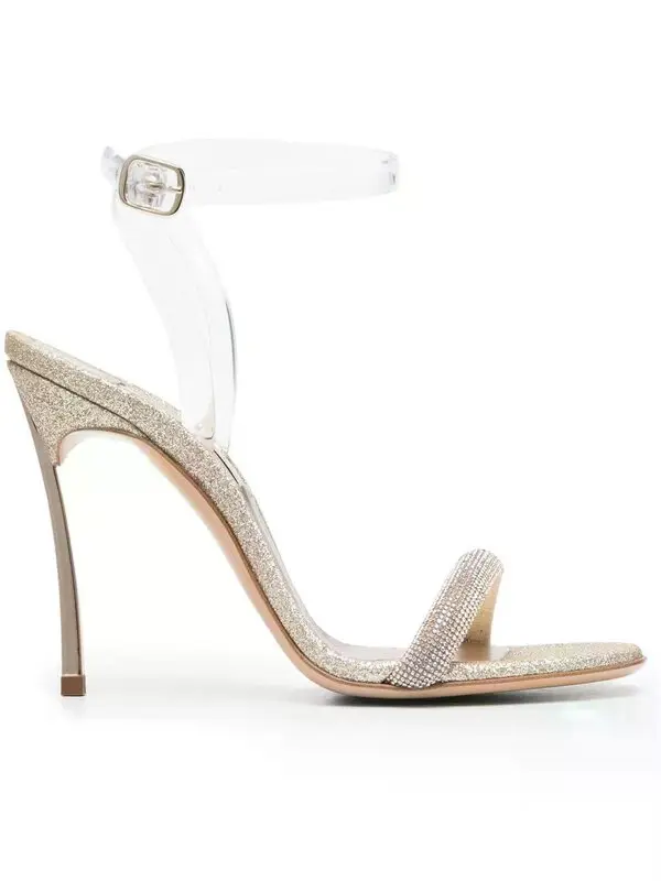 Casadei 109mm Glittered Leather Sandals