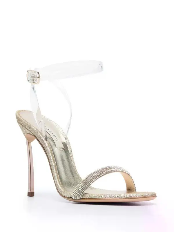 Casadei 109mm Glittered Leather Sandals