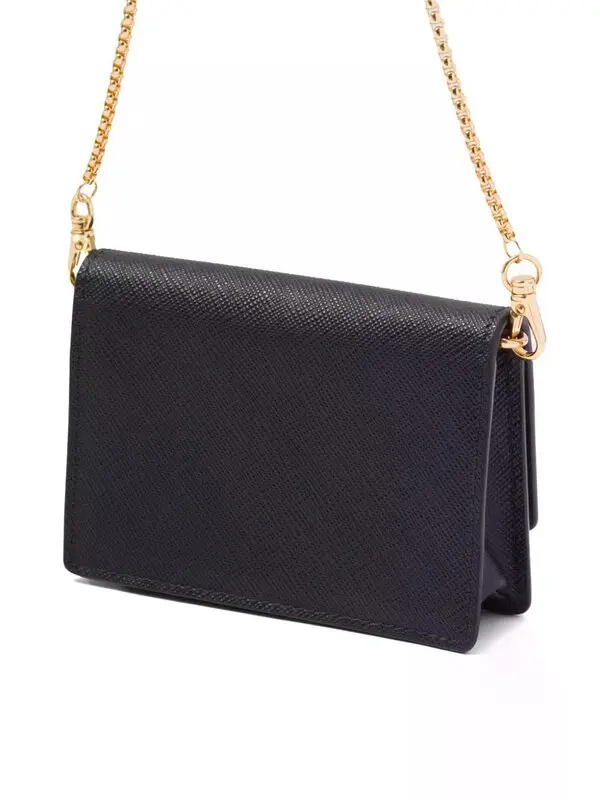 Prada Saffiano-leather Card Holder With Shoulder Strap