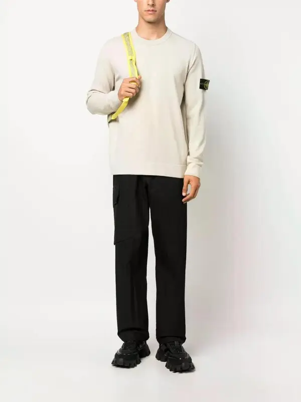 Stone Island Compass-motif Long-sleeve Jumper - Neutrals