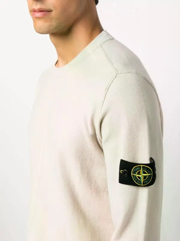 Stone Island Compass-motif Long-sleeve Jumper - Neutrals