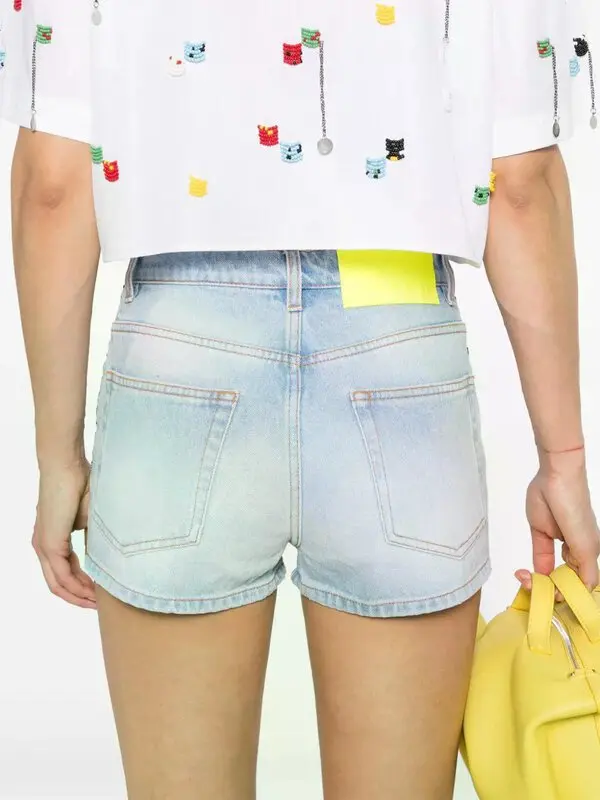 MSGM Logo-embroidered Denim Shorts
