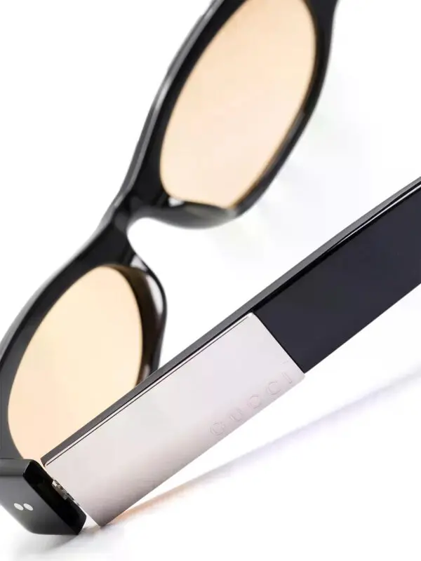 Gucci Logo-engraved Oval-frame Sunglasses