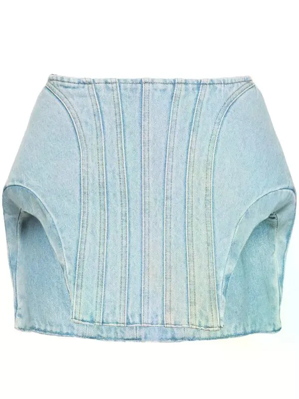MUGLER Padded Denim Mini Skirt