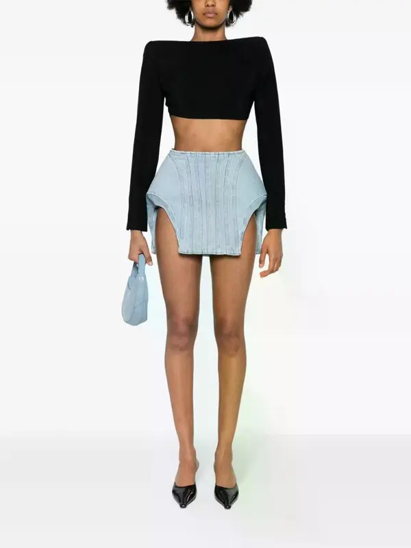 MUGLER Padded Denim Mini Skirt