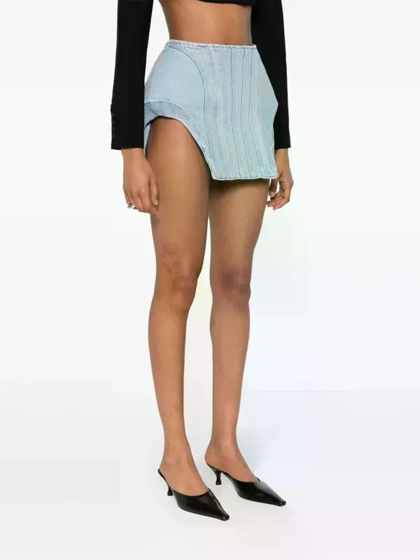 MUGLER Padded Denim Mini Skirt