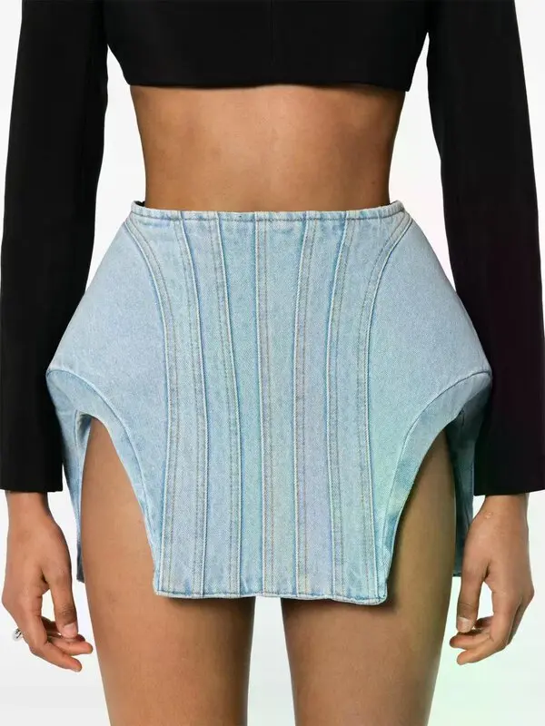 MUGLER Padded Denim Mini Skirt
