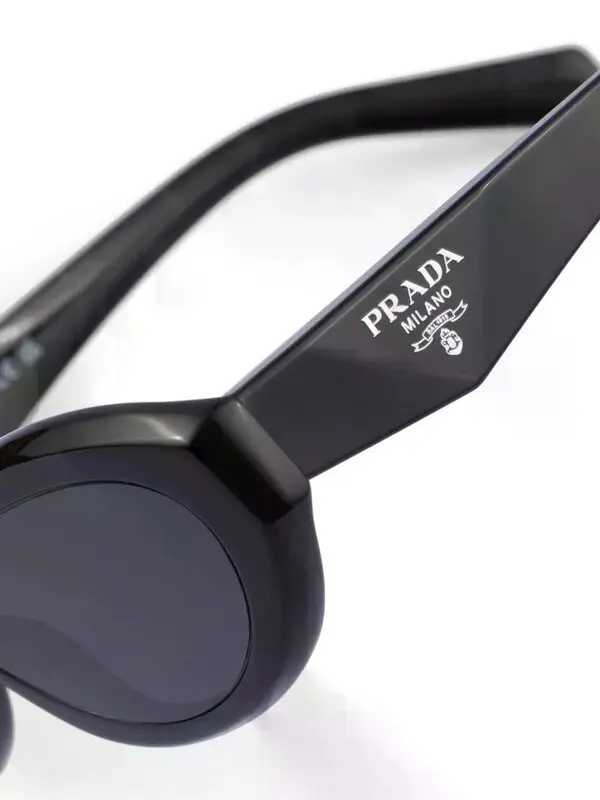 Prada Symbole Oval Frame Sunglasses - Black