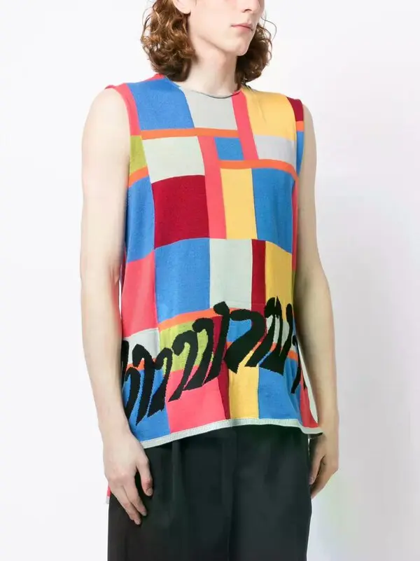 Comme Des Garçons Geometric-print Sleeveless Top