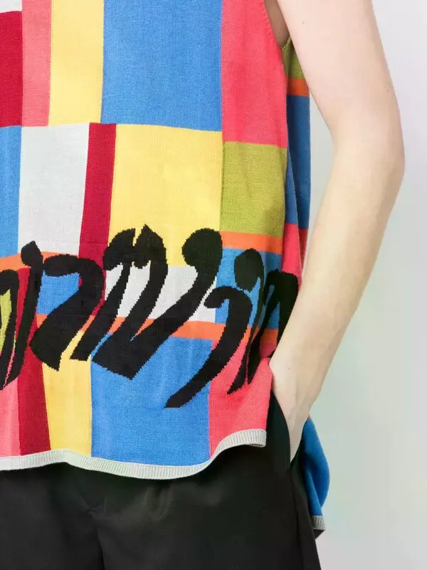 Comme Des Garçons Geometric-print Sleeveless Top