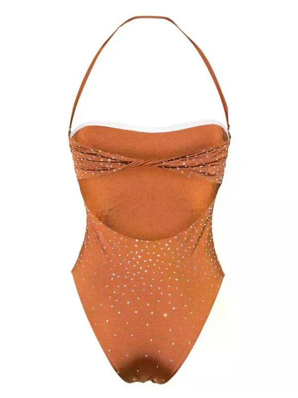 FORTE_FORTE Crystal-embellished Open-back Swimsuit