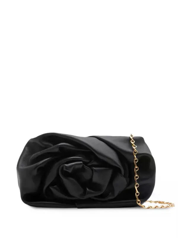 Burberry Leather Clutch With Rose Detailing - Black