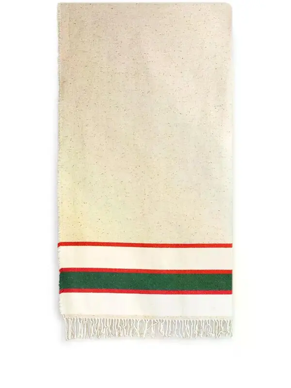 THE HOUSE OF LYRIA Prua Intarsia-knit Striped Blanket - Neutrals