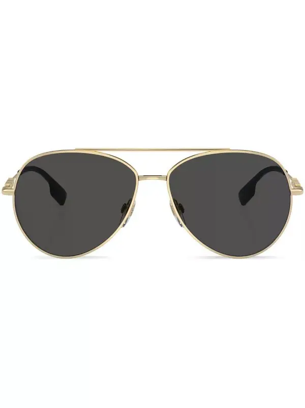 Burberry Logo-plaque Pilot-frame Sunglasses - Gold